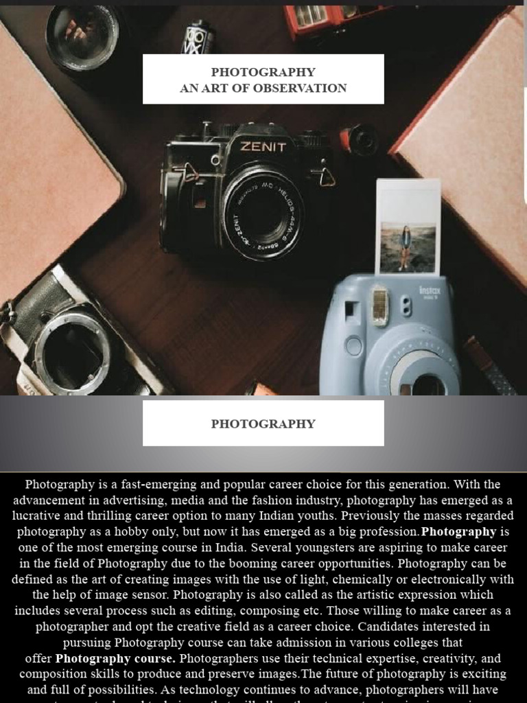Phoyography Class 8d | PDF | Photographer | Camera Lens