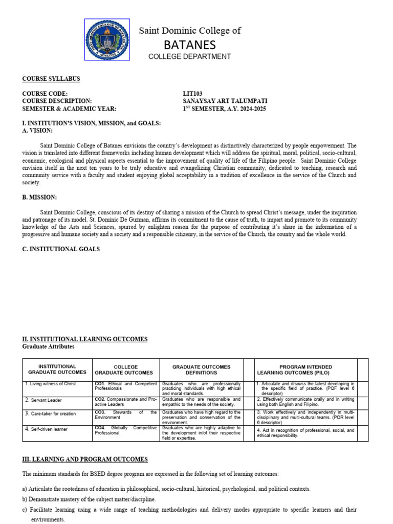 Lit103 Syllabus | PDF | Learning | Educational Technology