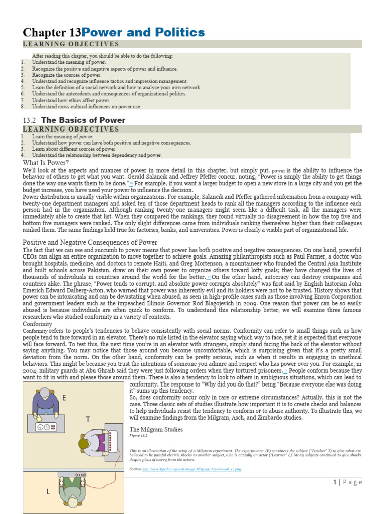 CHP 13-Power and Politics Organizational Behavior | PDF | Power (Social ...