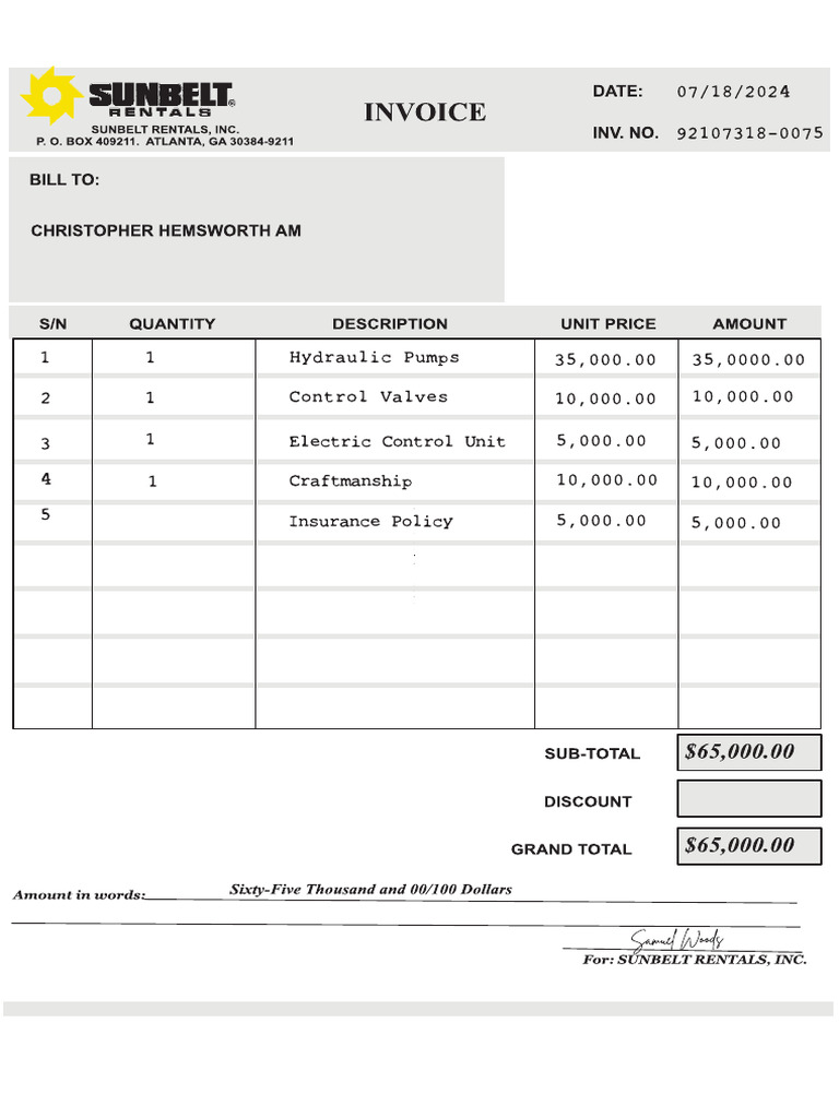 SUNBELT RENTALS, INC_INVOICE | PDF