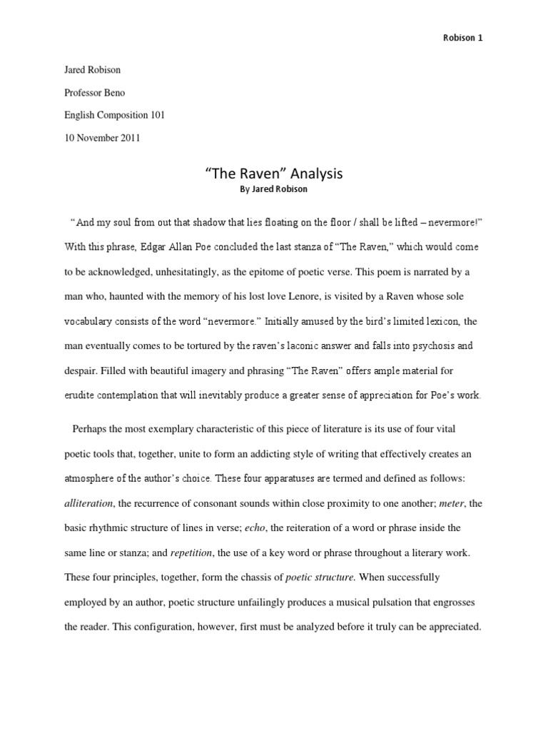 The Raven Analysis | PDF | The Raven | Poetry