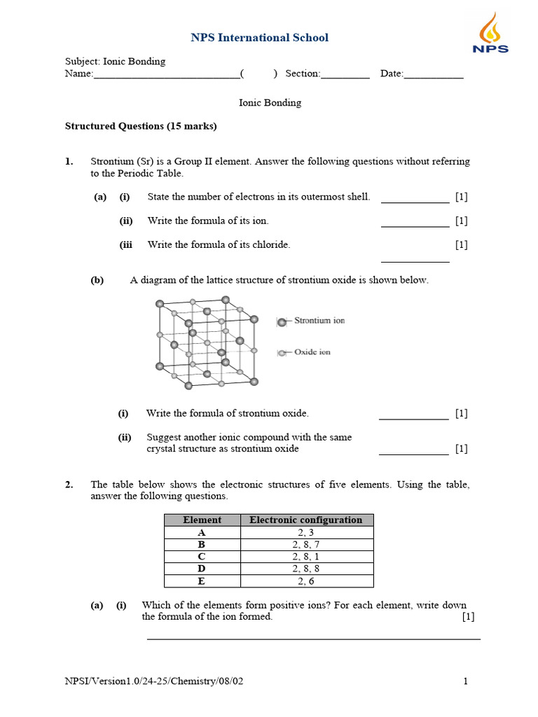 Ionic Bonding-Revision | PDF | Ion | Chemical Compounds