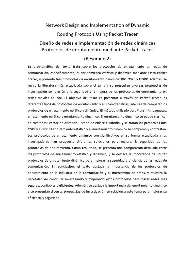 112-Resumen - Network Design and Implementation of Dynamic | PDF