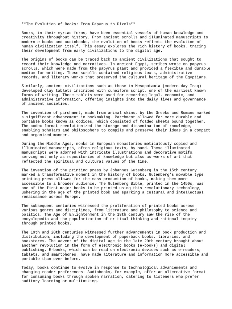 The Evolution of Books From Papyrus | PDF | Books | Codex