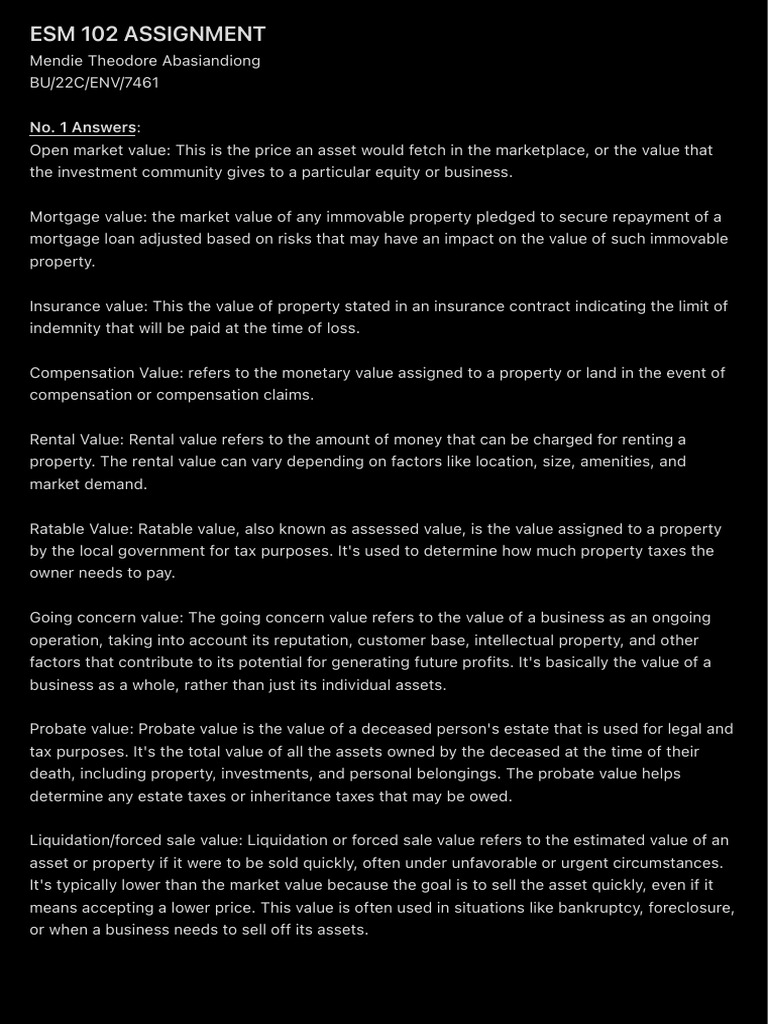 Esm 102 Assignment | PDF | Property Management | Economics