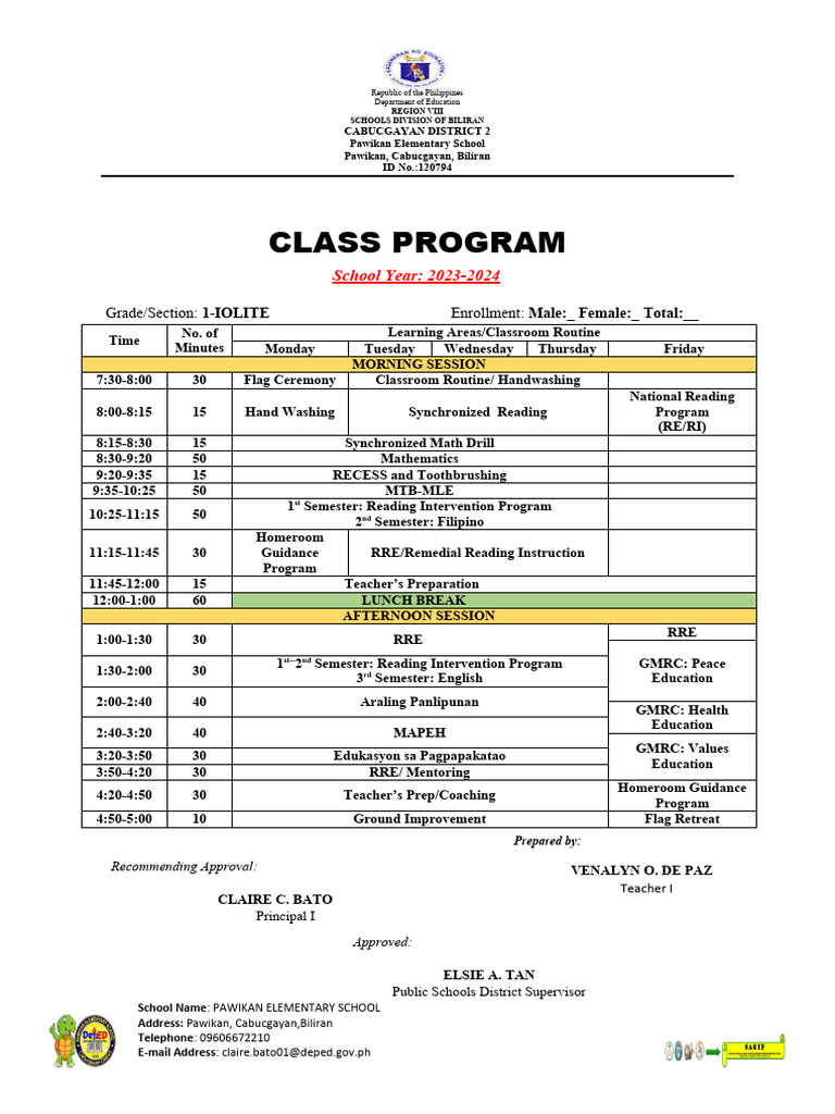 Catch Up Class Program Grade 1 | PDF | Academic Term | Teachers