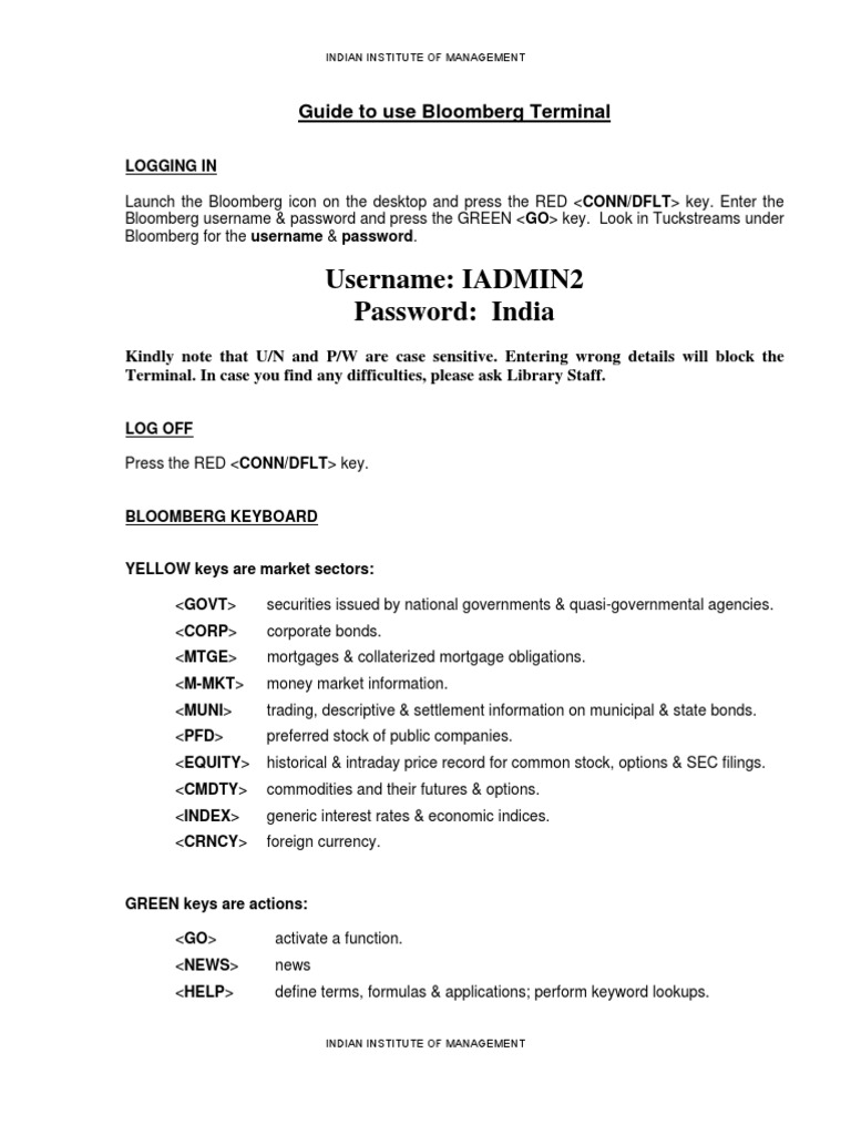 Bloomberg Terminal User Guide | PDF | Computer Keyboard | Market ...