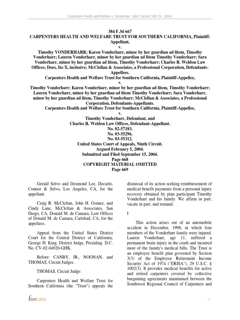 Carpenters Health and Welfare V. | PDF | Legal Remedy | Equity (Law)