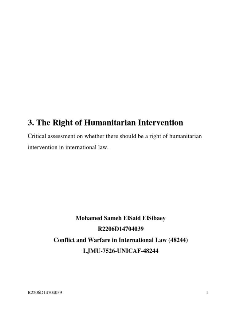 03 Humanitarian Intervention | PDF | Human Rights | International Law