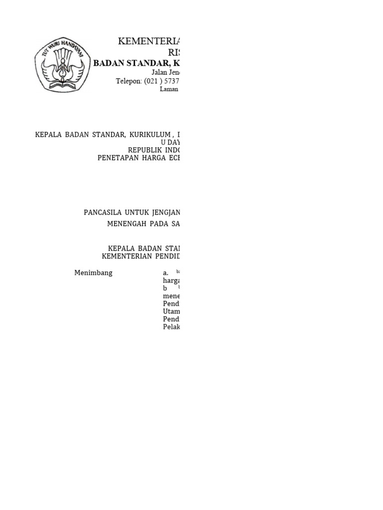Salinan SK Kabadan Nomor 030 - H - P - 2023 Tentang Penetapan HET BTU Pendidkan Pancasila Untuk ...