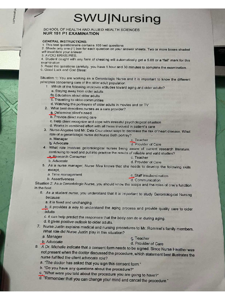 NUR 151 P1 With Ans | PDF | Nursing | Terminal Illness