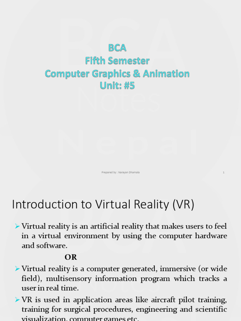 Unit 5 Introduction To Virtual Reality | PDF | Virtual Reality | Computer Science