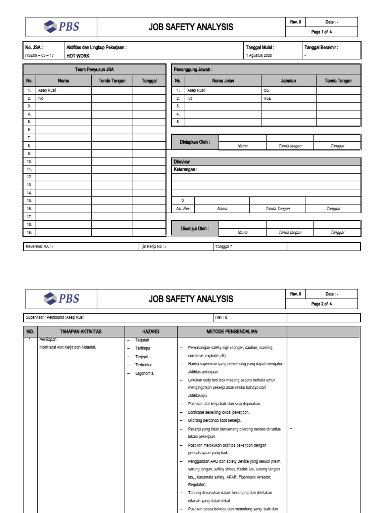 Analisis Keselamatan Kerja Hot Work | PDF