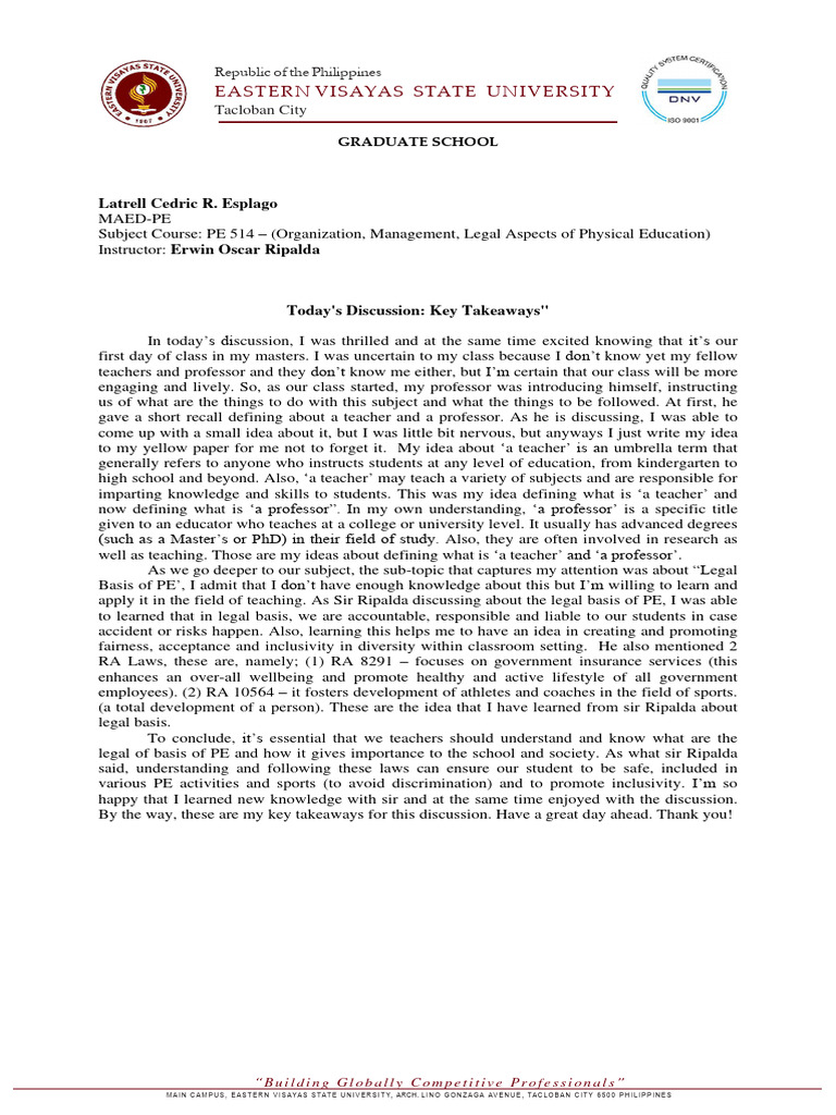 Exit Activity Esplago | PDF | Teachers | Knowledge