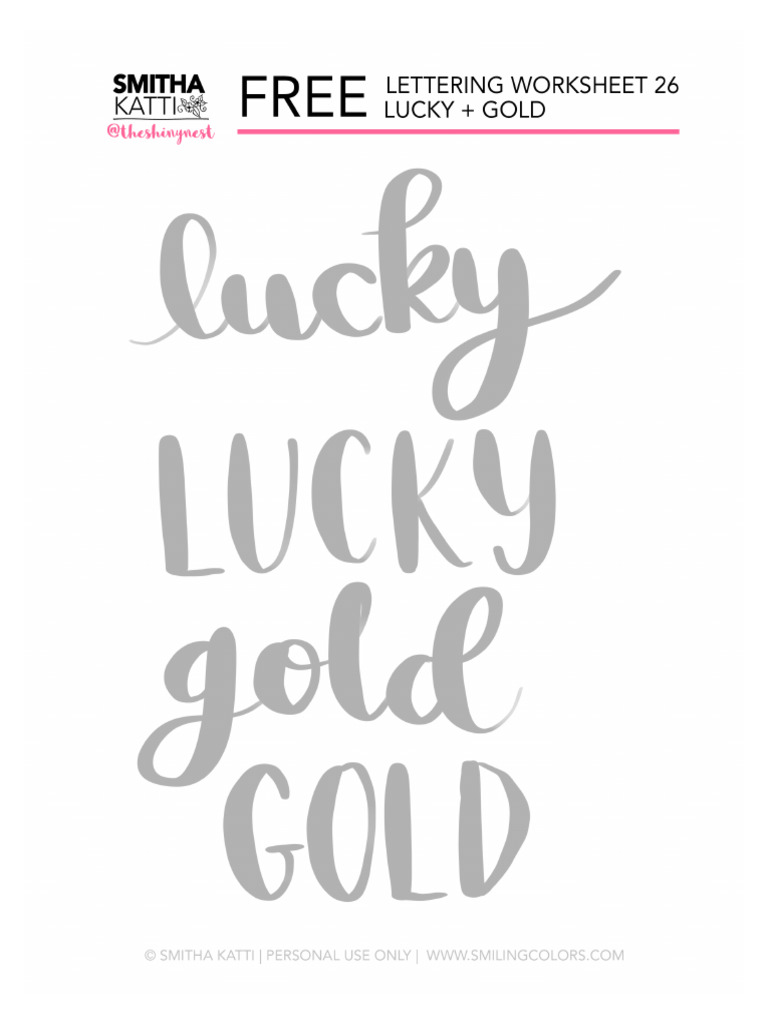 Lucky-themed-brush-lettering-sheets | PDF
