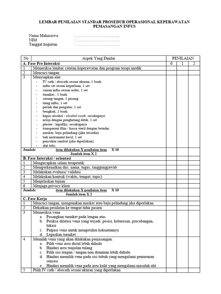 Pemasangan Infus | PDF