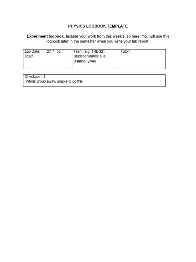 Physics Experiment Logbook Template | PDF | Teaching Methods ...