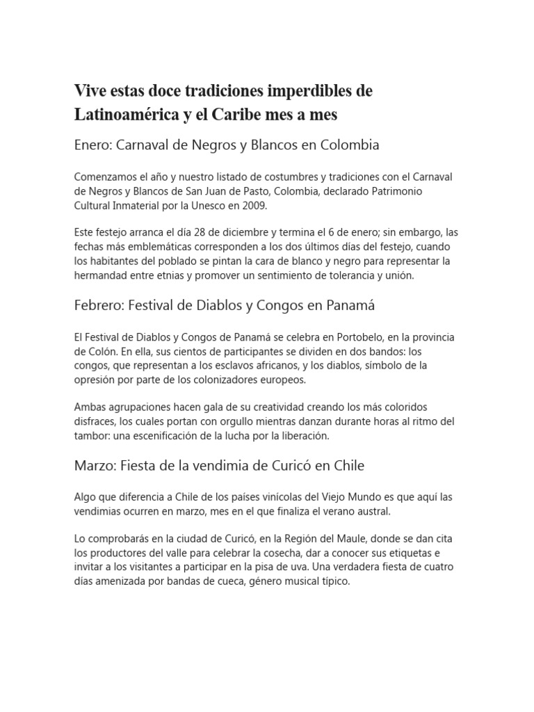 Costumbres y Tradiciones | PDF | Carnaval