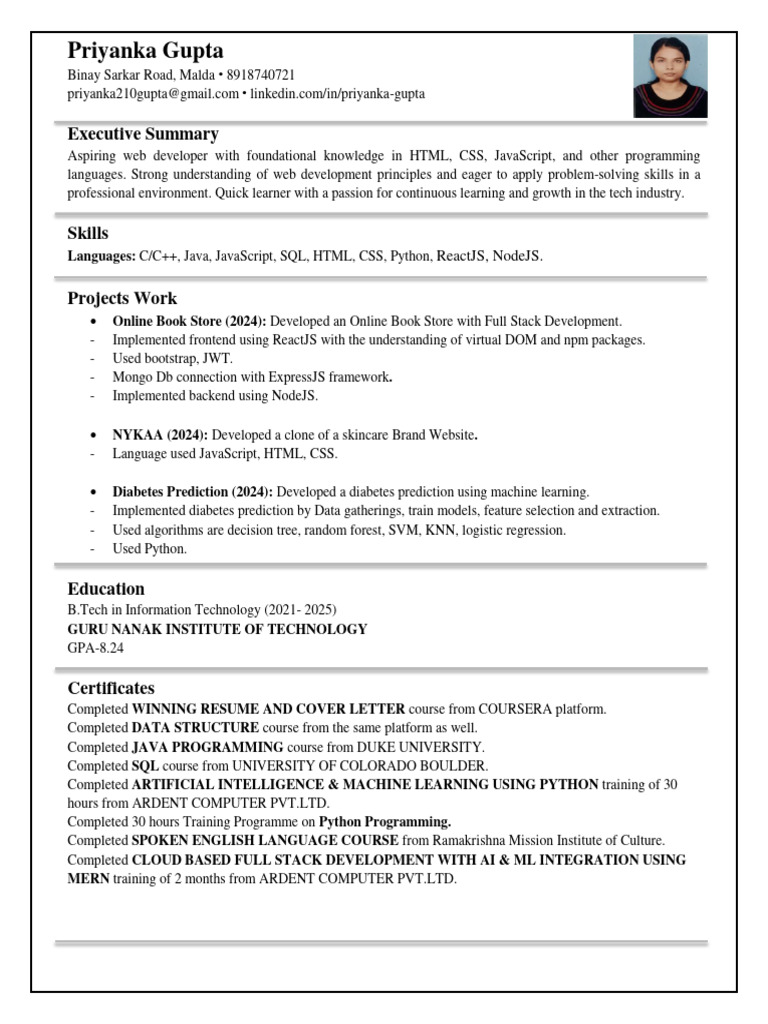 Priyanka Resume 2 (1) | PDF | Machine Learning | Artificial Intelligence