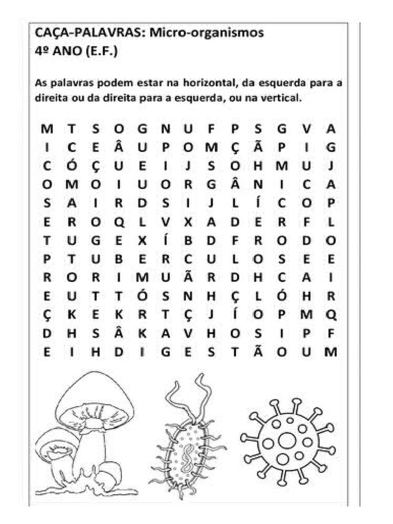 Os Microrganismos - Caça-Palavras | PDF