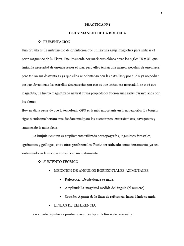 Uso y Manejo de la Brújula en Topografía | PDF | Azimut | Brújula