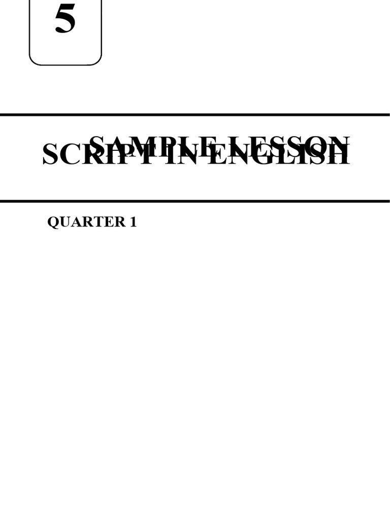 Lesson Script For Quarter 1 Week 1 Day 5 English Reading 5 Denn Marc P ...