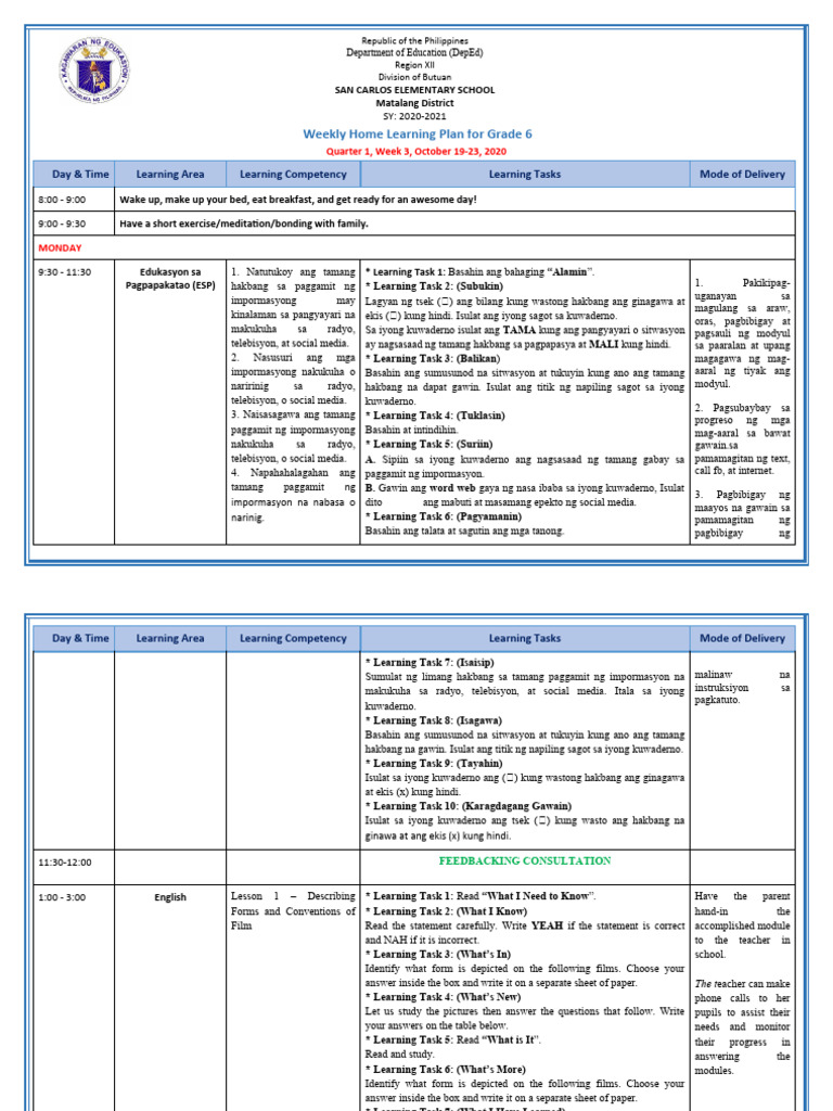 WHLP Grade 6 Q1 W3 All Subjects | PDF | Mixture