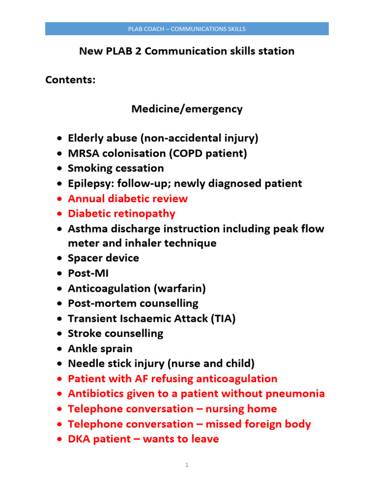 PLAB 2 Counselling | PDF | Methicillin Resistant Staphylococcus Aureus | Measles