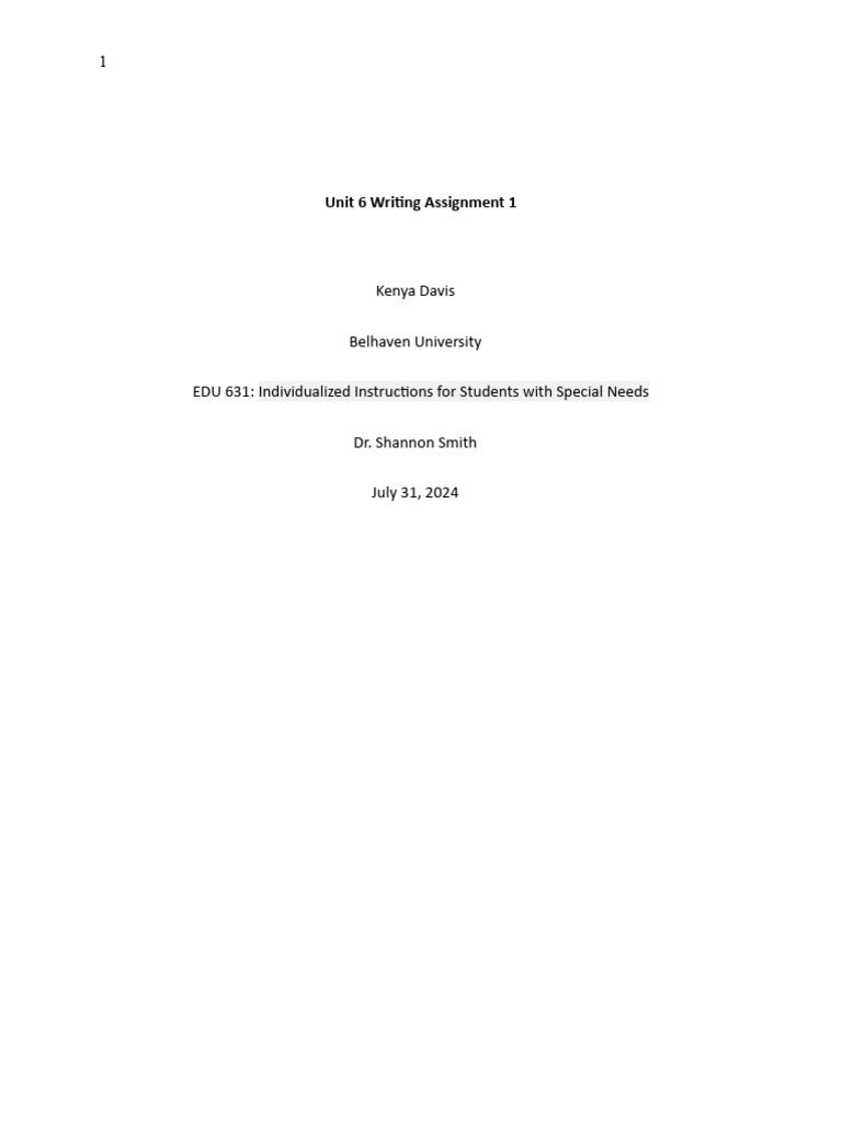 Edu 631 Unit 6 Assignment 1 | PDF | Mathematics