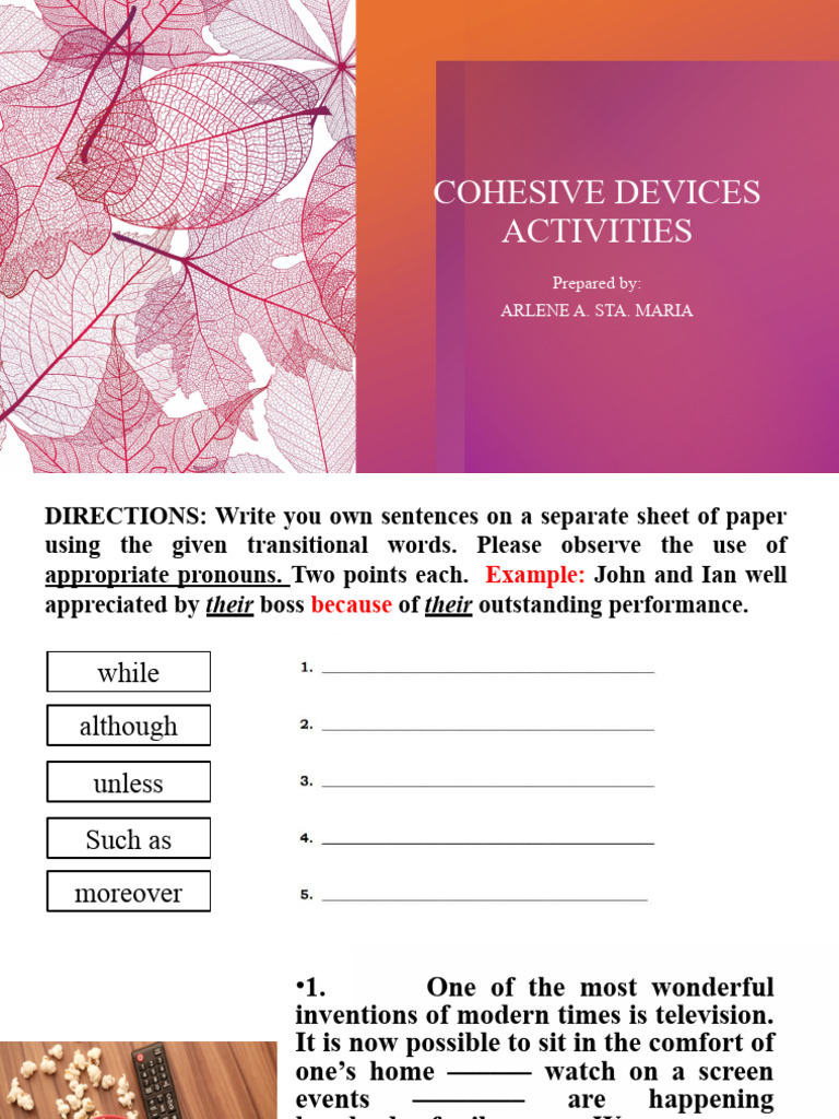 6th Grade Cohesive Devices Activity | PDF