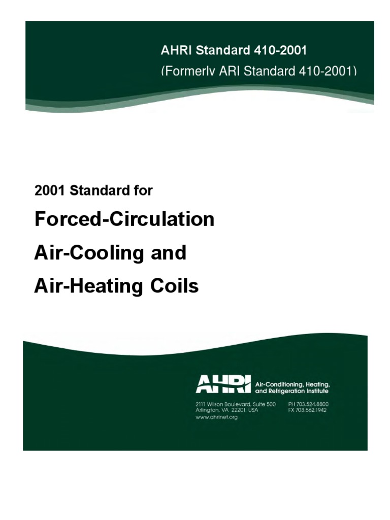 AHRI Standard 410-2001 With Addenda 1 2 and 3 | PDF | Air Conditioning ...