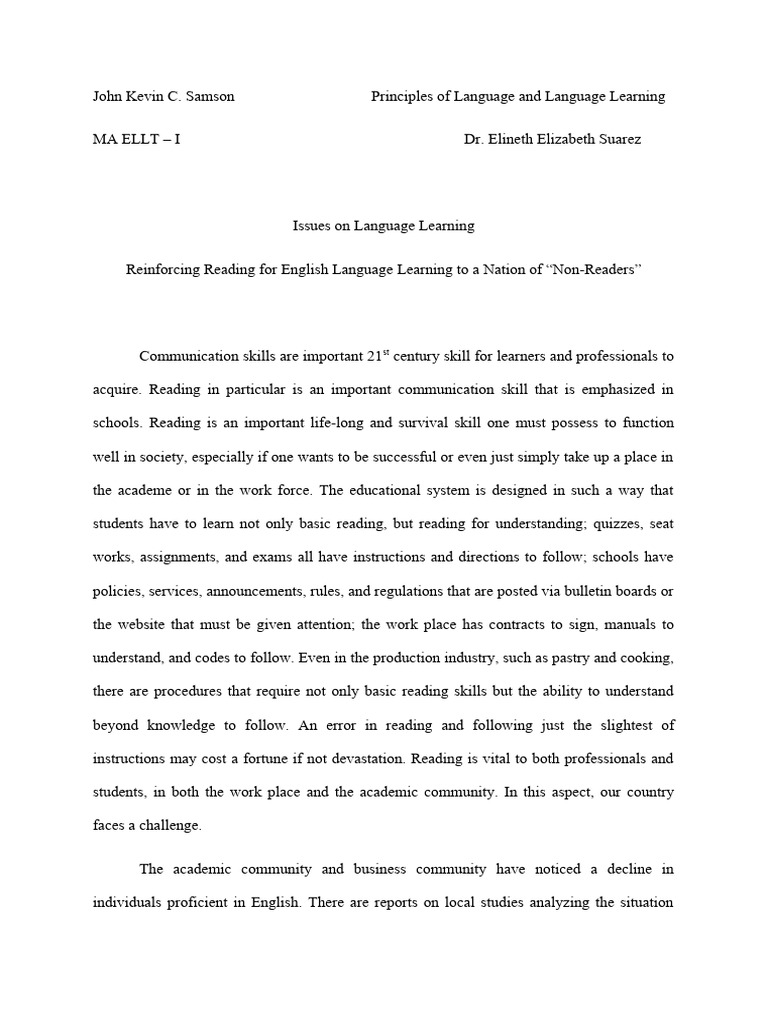 Issues On Language Learning | PDF | Language Acquisition | English Language