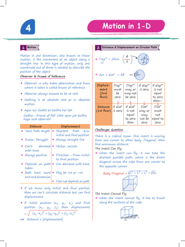 04 - Motion in 1-D - Lecture Note | PDF | Acceleration | Velocity
