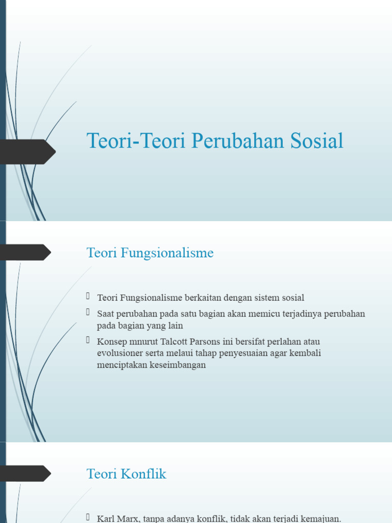 Teori Perubahan Sosial dalam Sosiologi | PDF