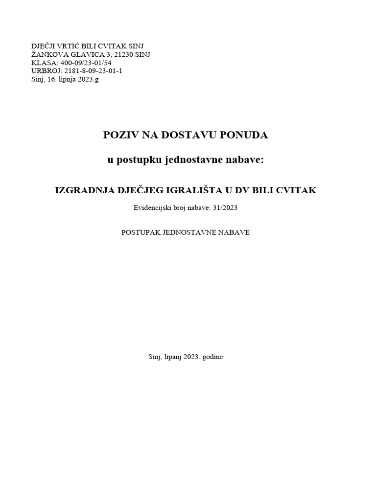 DON Igraliste Bili Cvitak 2 | PDF