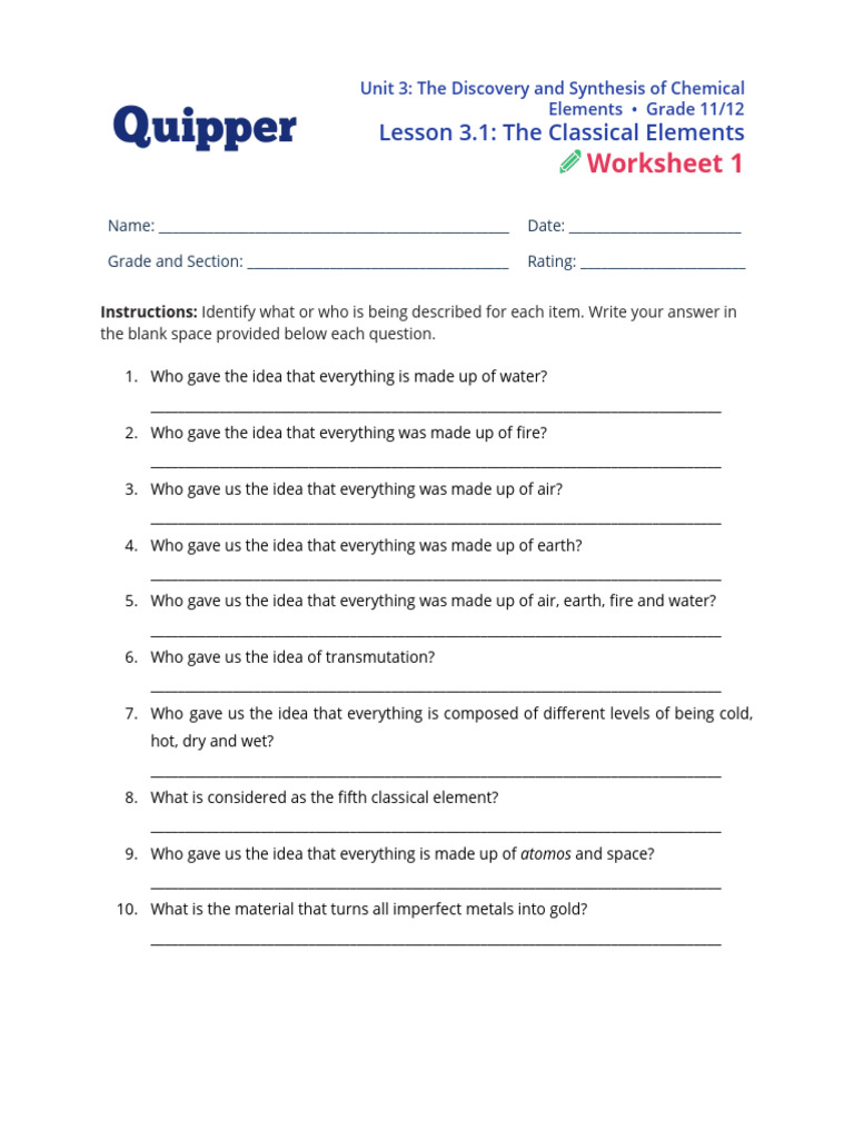 Physical Science SHS 3.1 Worksheet 1 | PDF | Teaching Methods & Materials