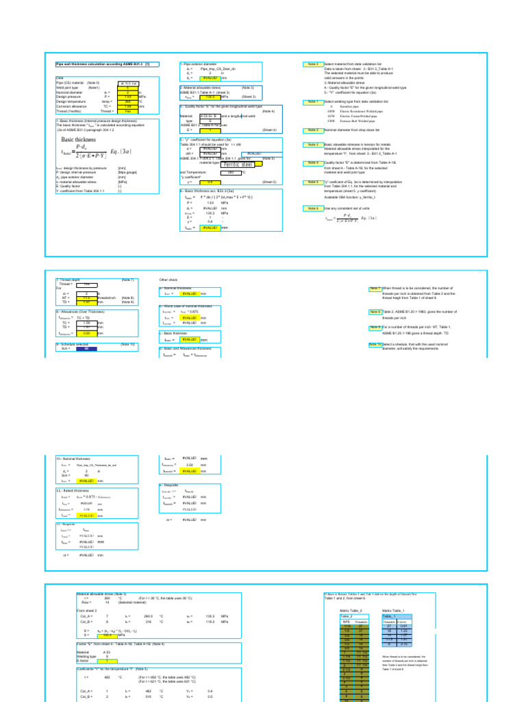 Pipes. Wall Thickness Calculation According ASME B31.3 | PDF | Pipe (Fluid Conveyance) | Civil ...