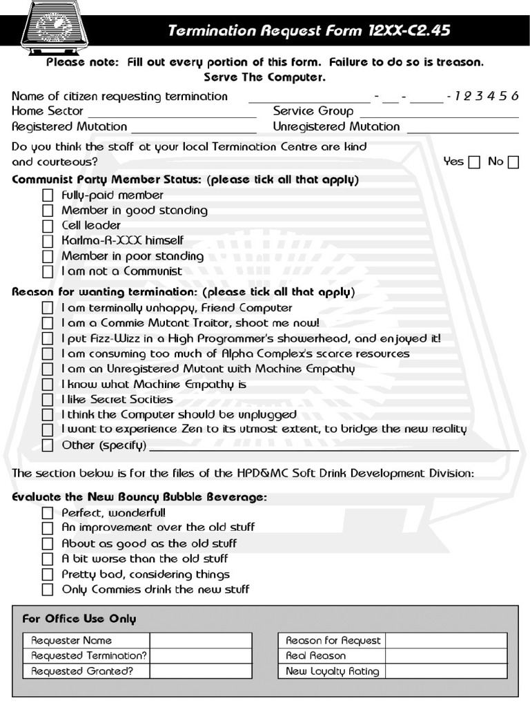 Self Termination Request Form | PDF