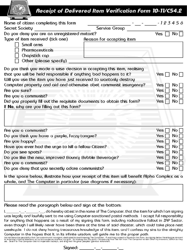 Receipt of Delivered Item Verification Form | PDF