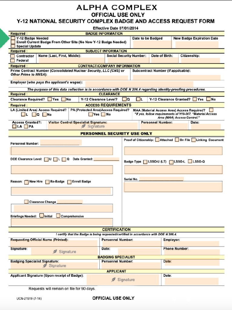 Security Badge Form | PDF