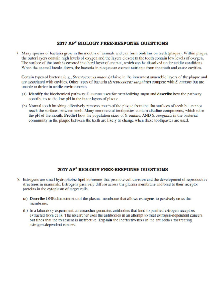 AP BIO FRQs | PDF