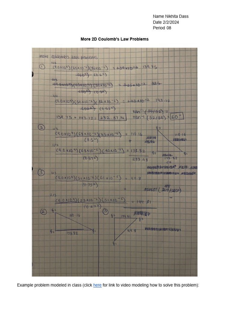 More 2D Coulomb's Law Problems-1 | PDF