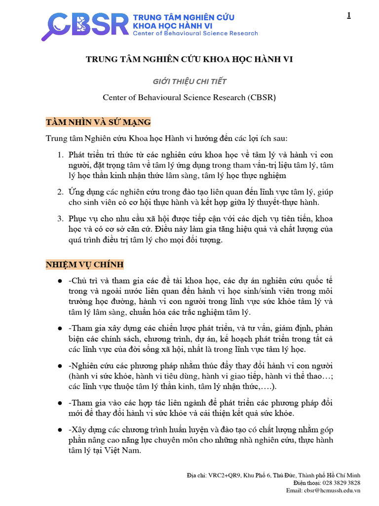 (CBSR) Giới Thiệu Chi Tiết | PDF