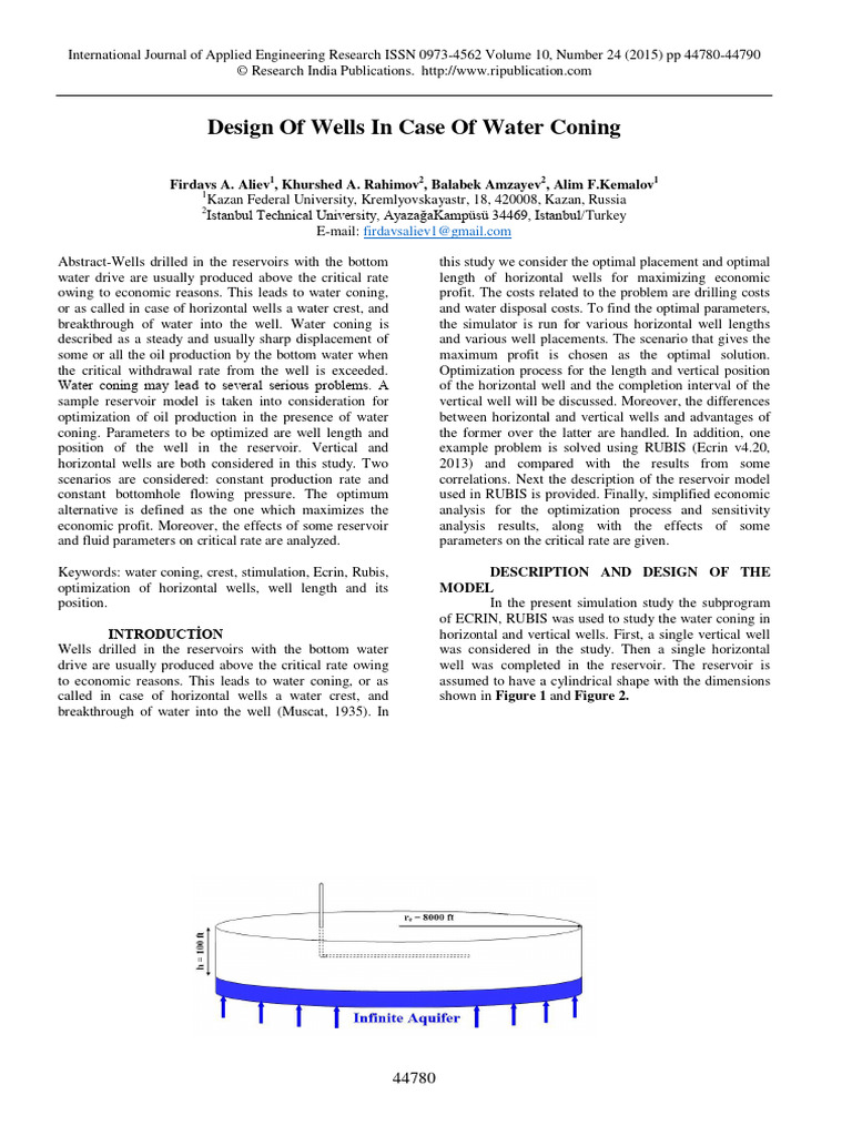 Well Compl Design of Water Coning | PDF | Petroleum Reservoir | Porosity