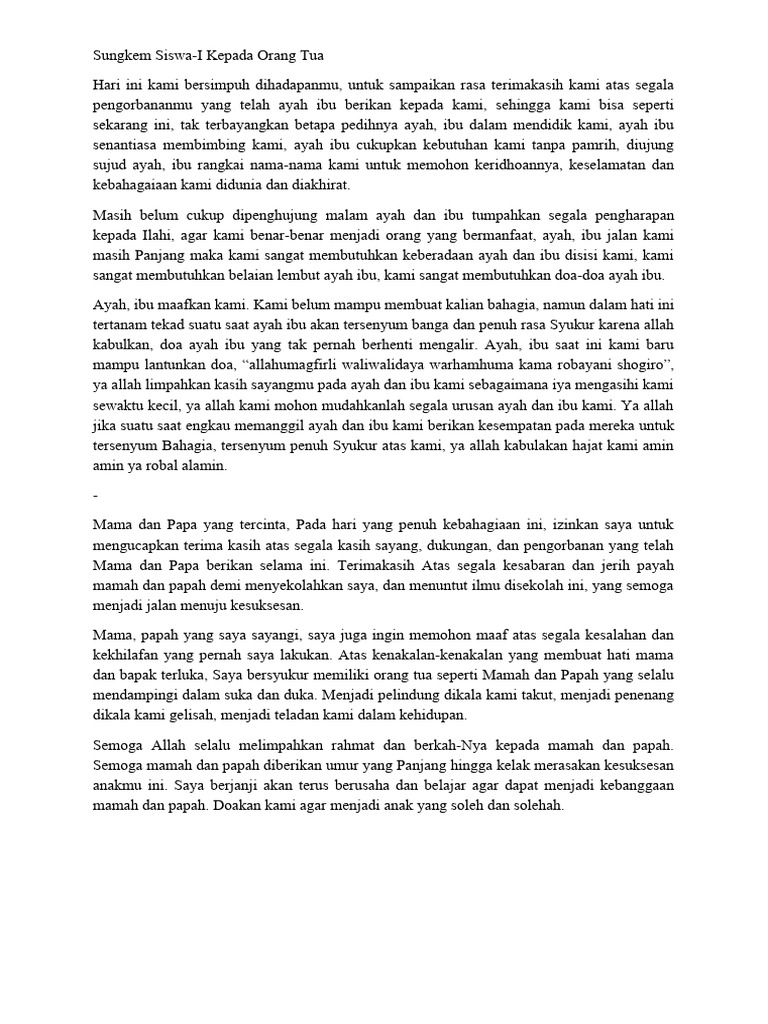 Sungkem Siswa Kepada Orang Tua | PDF