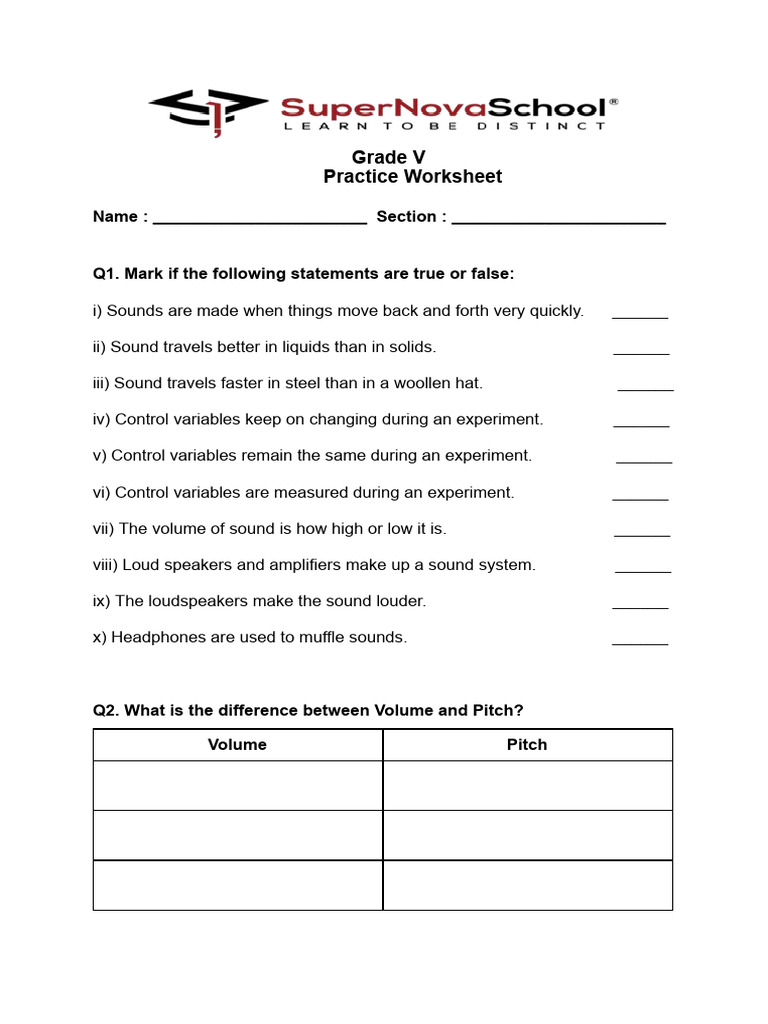 Grade 5 Science Worksheet Chapter 2 | PDF