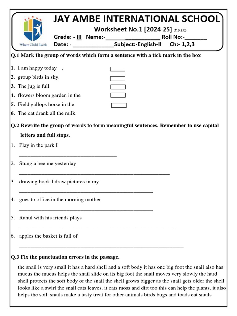 English Ws No.1 ch-1 | PDF