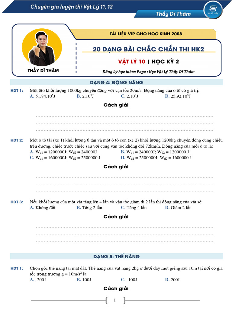 (Thầy Dĩ Thâm) - 20 Dạng bài chắc chắn thi HK2 cho 2K8 | PDF