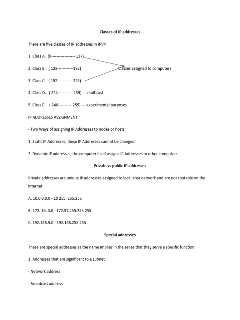 IP Addresses Notes | PDF