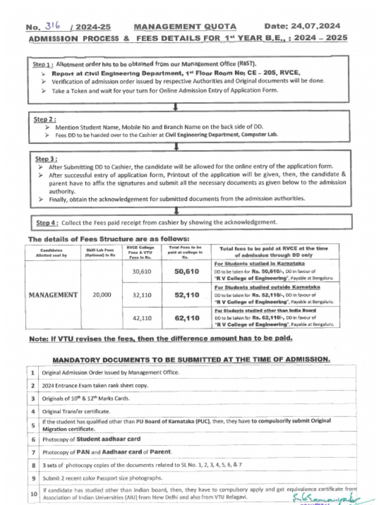MQ Quota - Admission Process & Fees Details For 1ST Year B.E 2024 ...